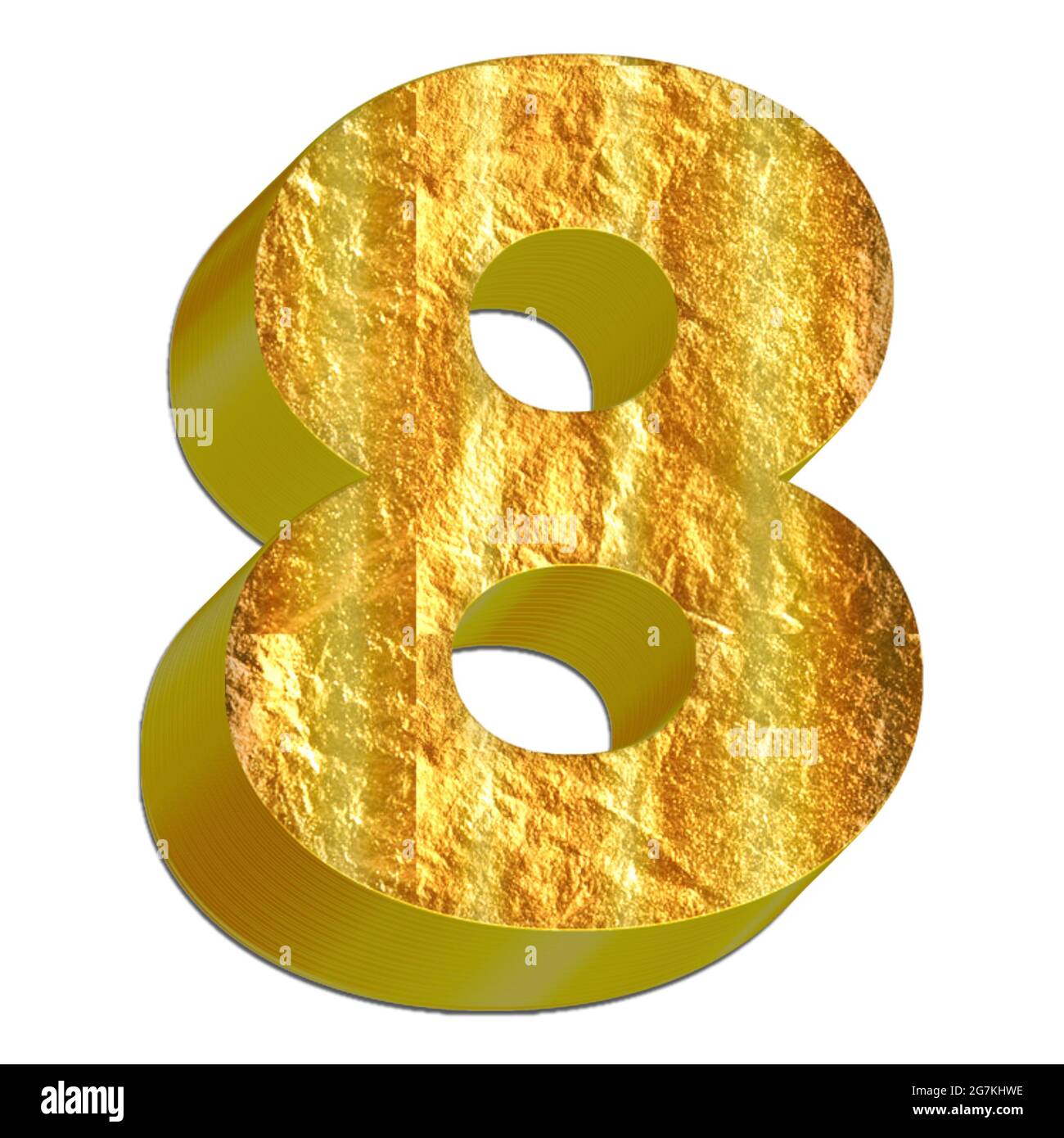 3D rendering of a stone font number eight symbol isolated on a white ...