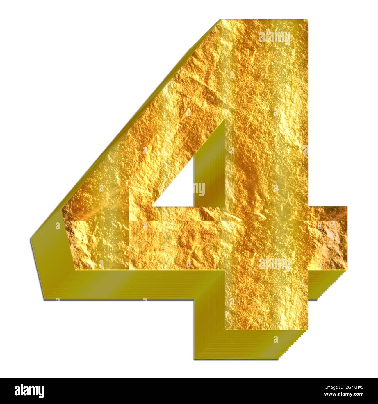 3D rendering of a stone font number four symbol isolated on a white ...