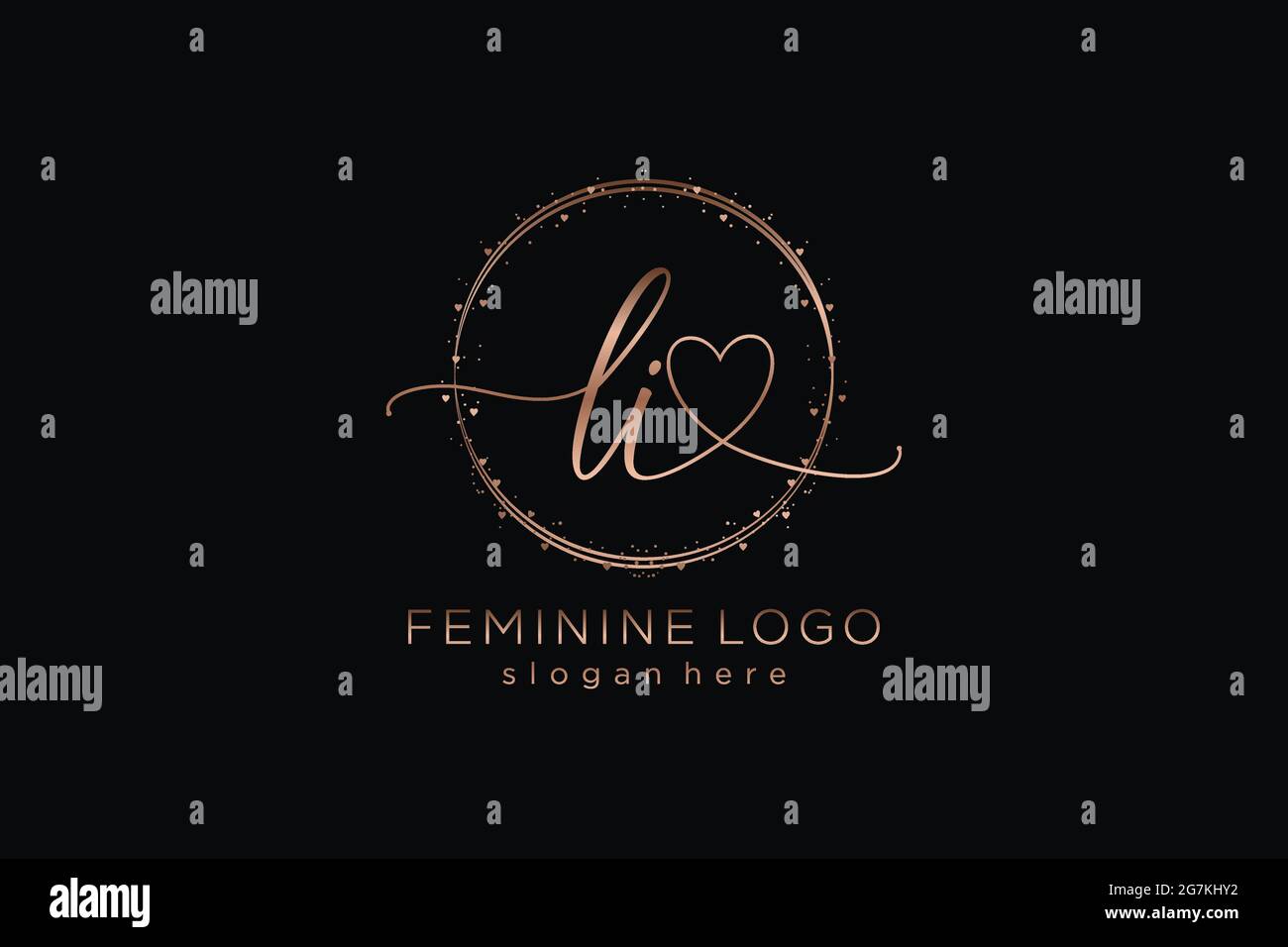 LI handwriting logo with circle template vector logo of initial wedding ...