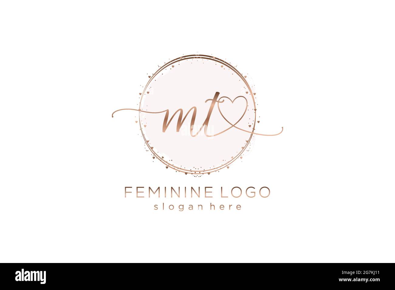 MT handwriting logo with circle template vector logo of initial wedding, fashion, floral and ...