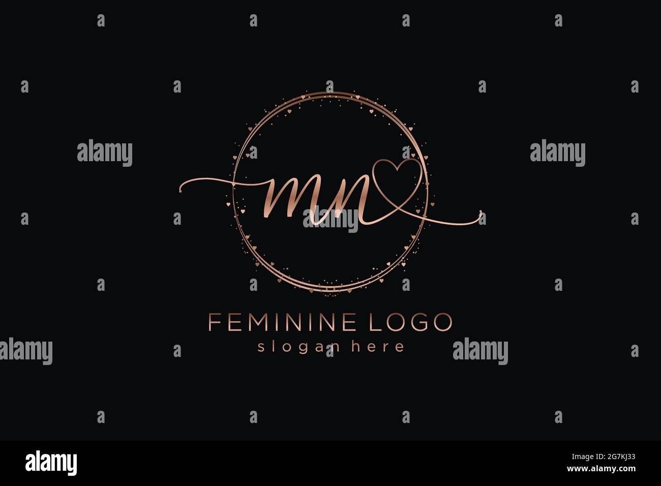 MN handwriting logo with circle template vector logo of initial wedding ...