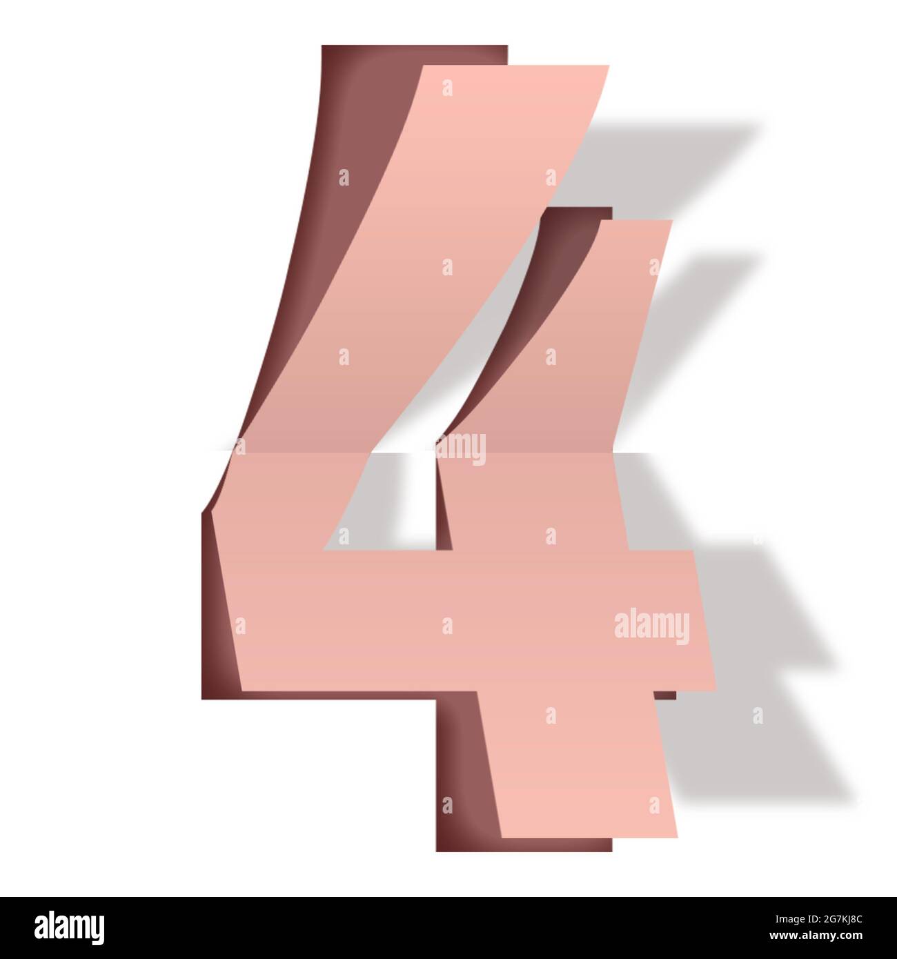 3D rendering of the pink "4" number isolated on white background with ...