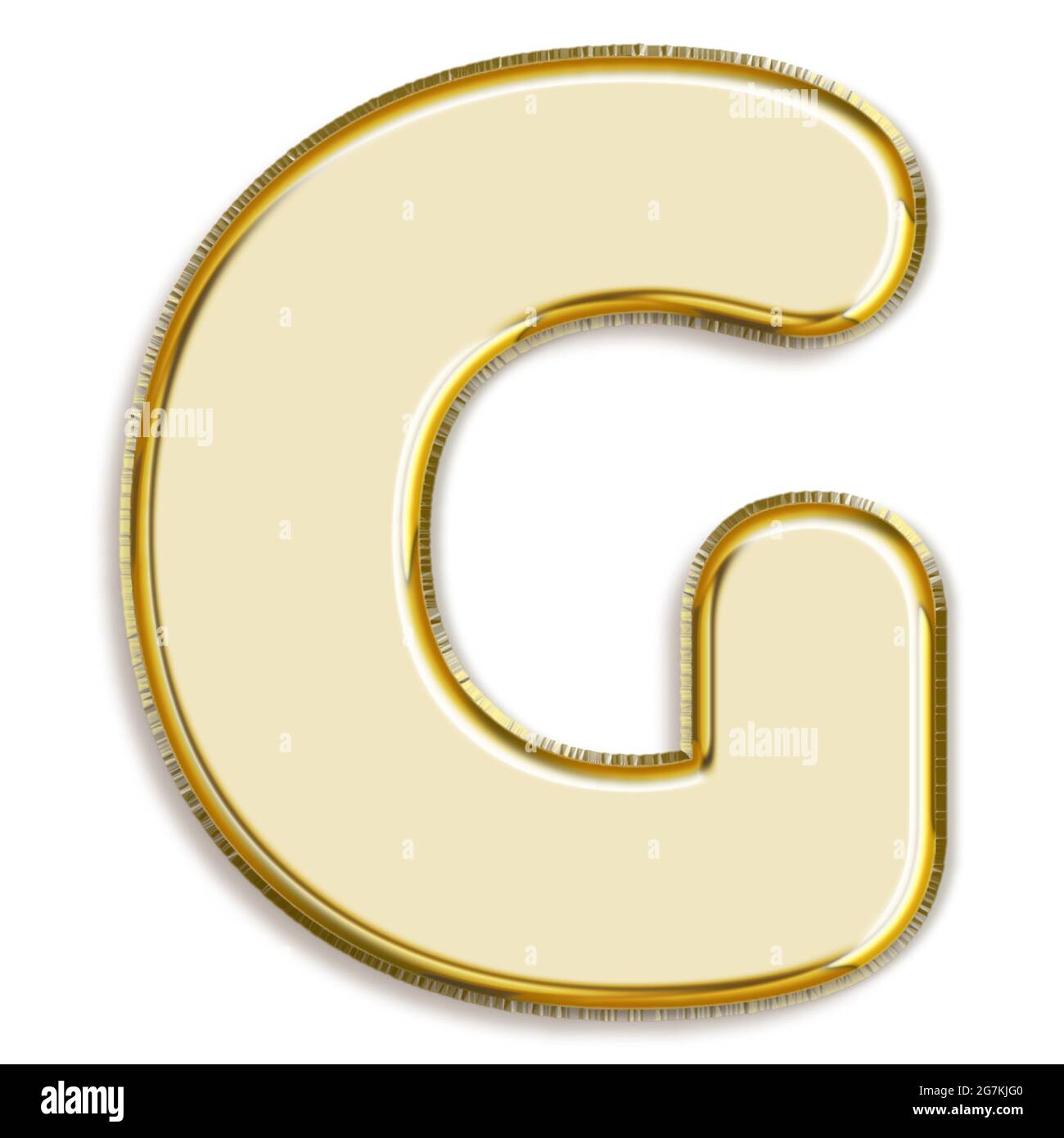 3D rendering of the golden "G" letter isolated on white background ...