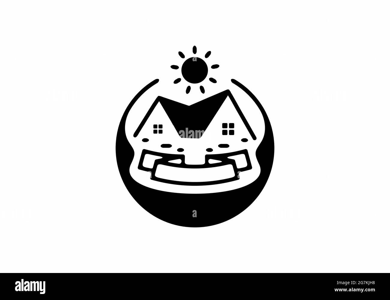 House in circle line art illustration design Stock Vector Image & Art ...
