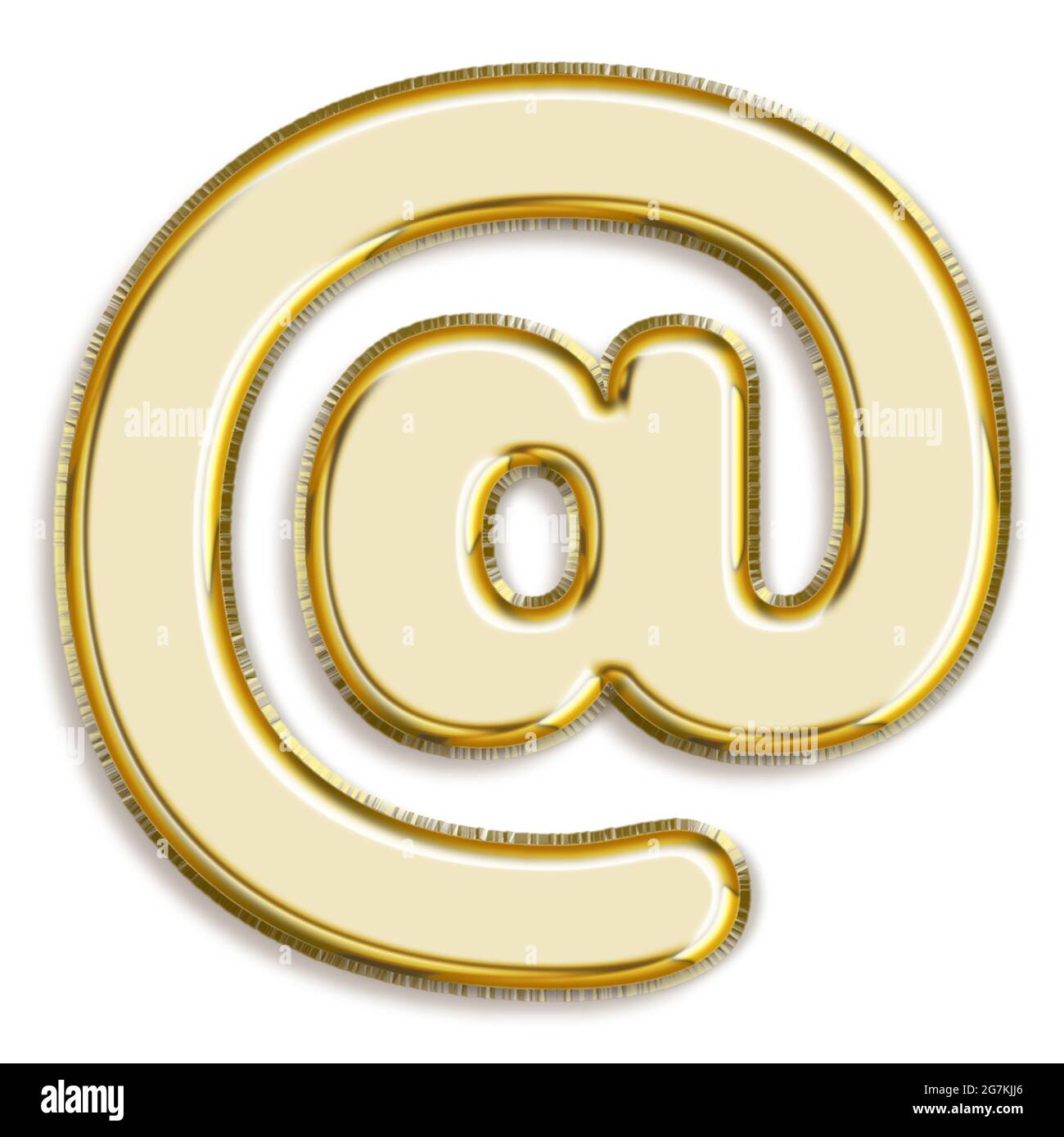 3D rendering of the golden At sign isolated on white background Stock ...