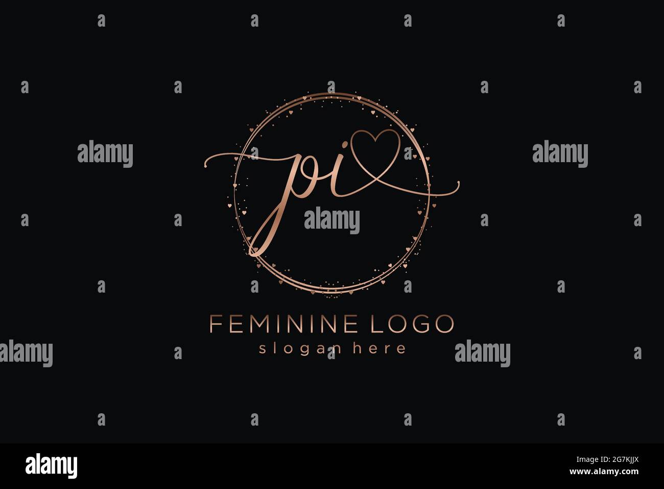 PI handwriting logo with circle template vector logo of initial wedding ...