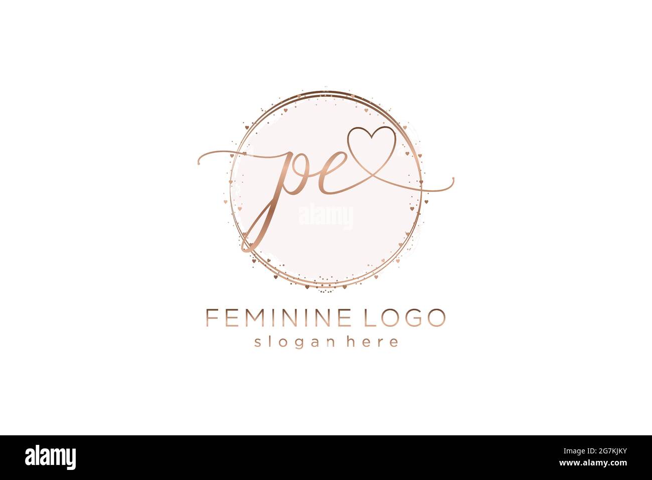 PE handwriting logo with circle template vector logo of initial wedding ...