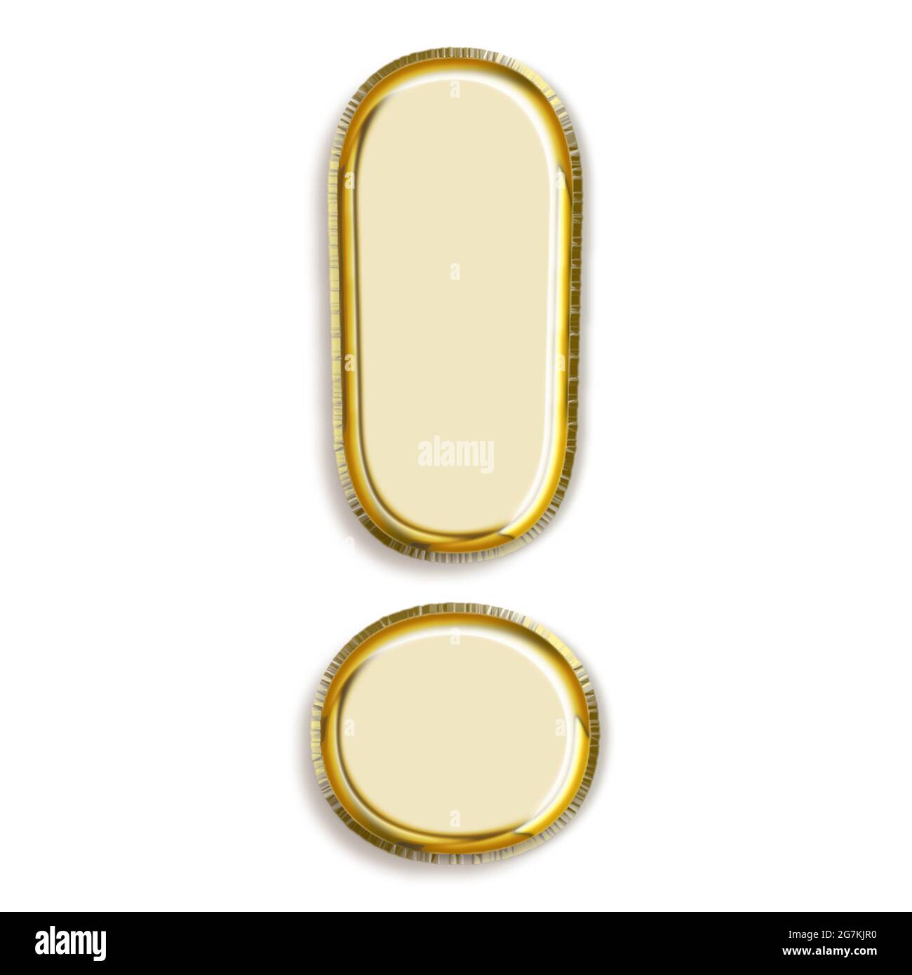 3D rendering of the golden Exclamation mark isolated on white ...