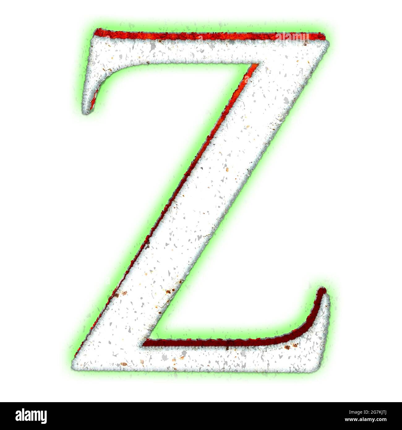 3D rendering of the neon green and red "Z" letter isolated on white ...