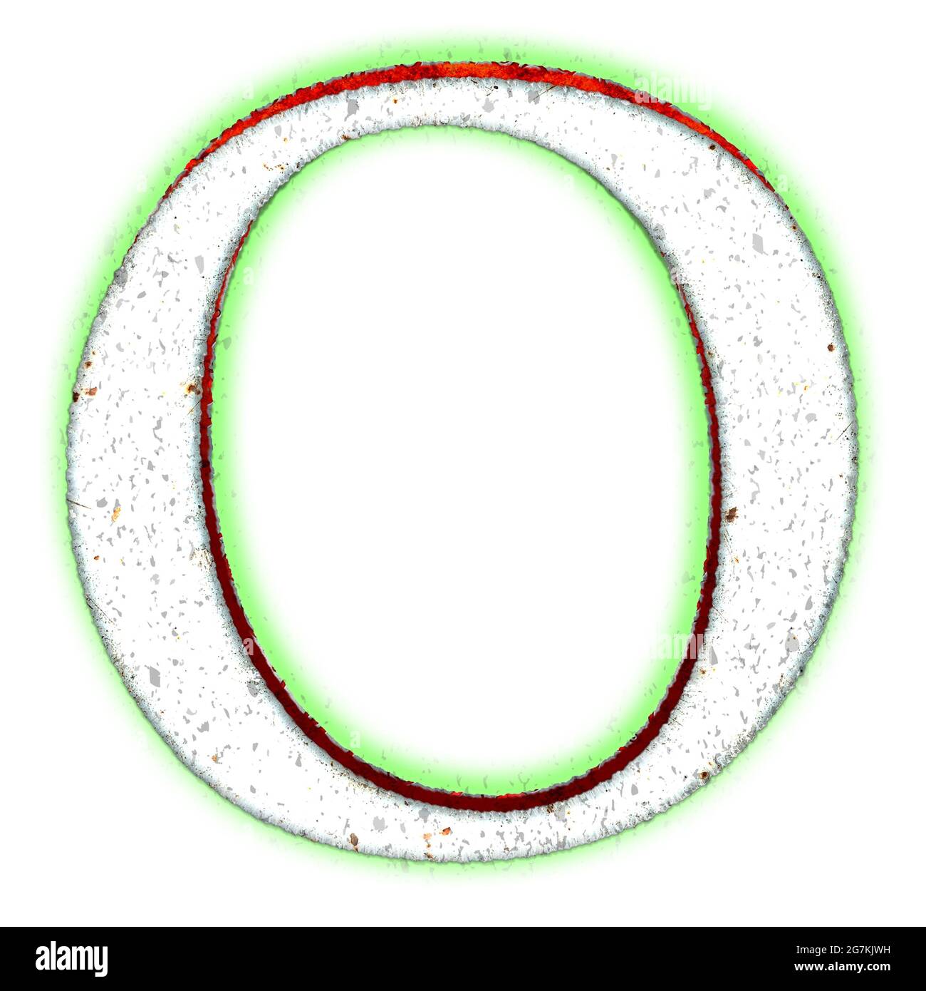 3D rendering of an abstract white alphabet letter O isolated on a white ...