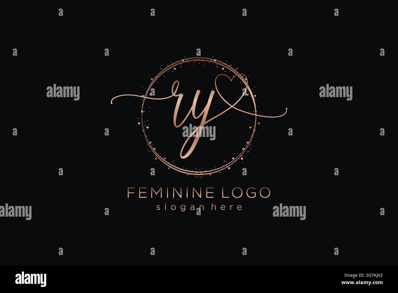 RY handwriting logo with circle template vector logo of initial wedding ...