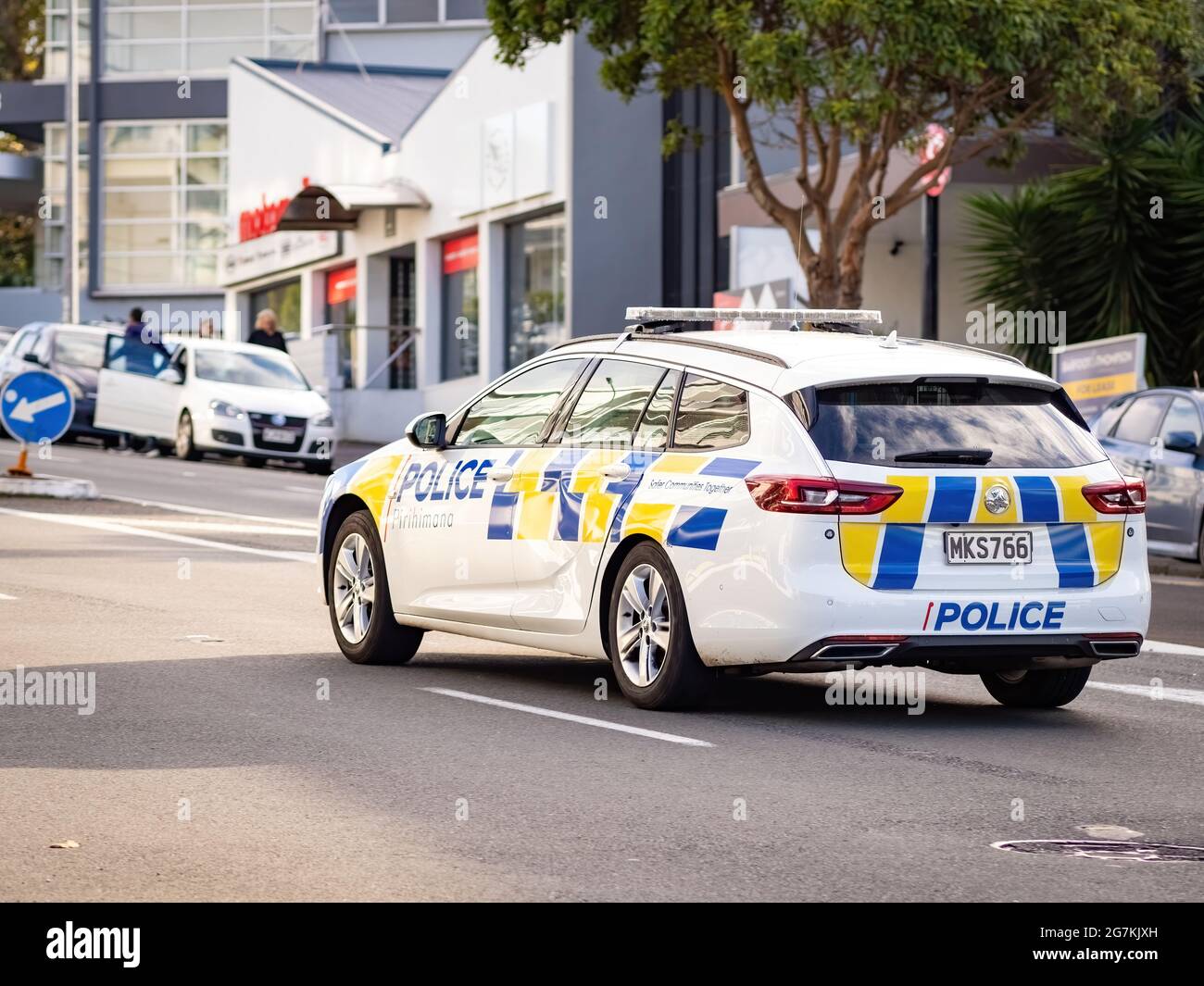 AUCKLAND, NEW ZEALAND - Jun 21, 2021: View of New Zealand Police car ...