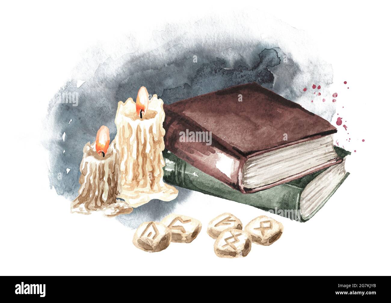 Candles, runestones and old books. Witchcraft, Magic, occult and ...