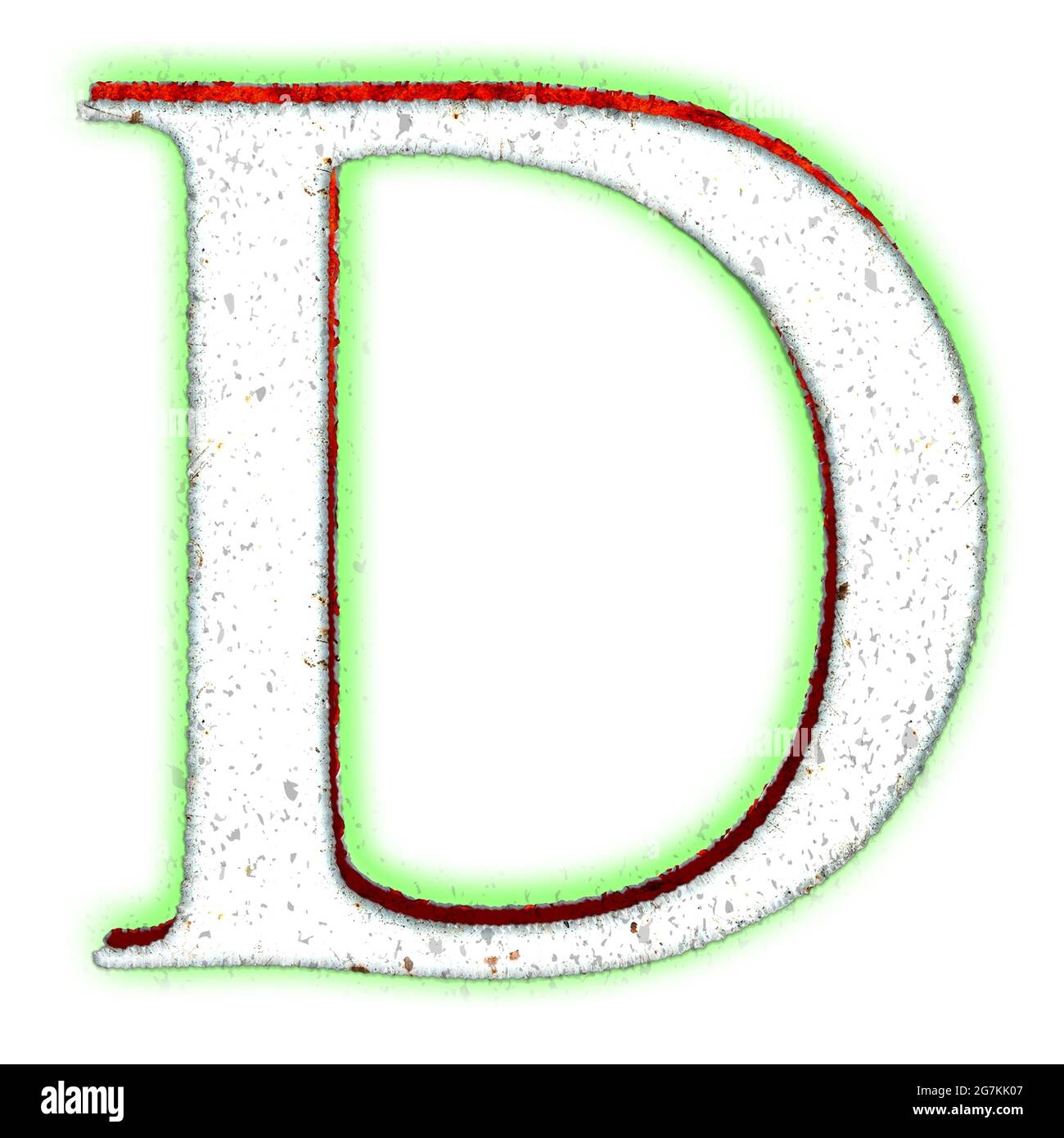 3D rendering of an abstract white alphabet letter D isolated on a white ...