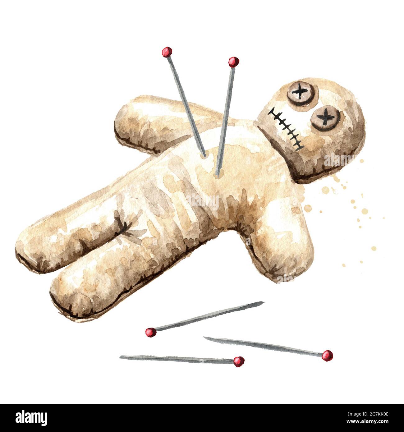 Voodoo doll. Witchcraft, Magic, occult and esoteric concept. Hand drawn ...