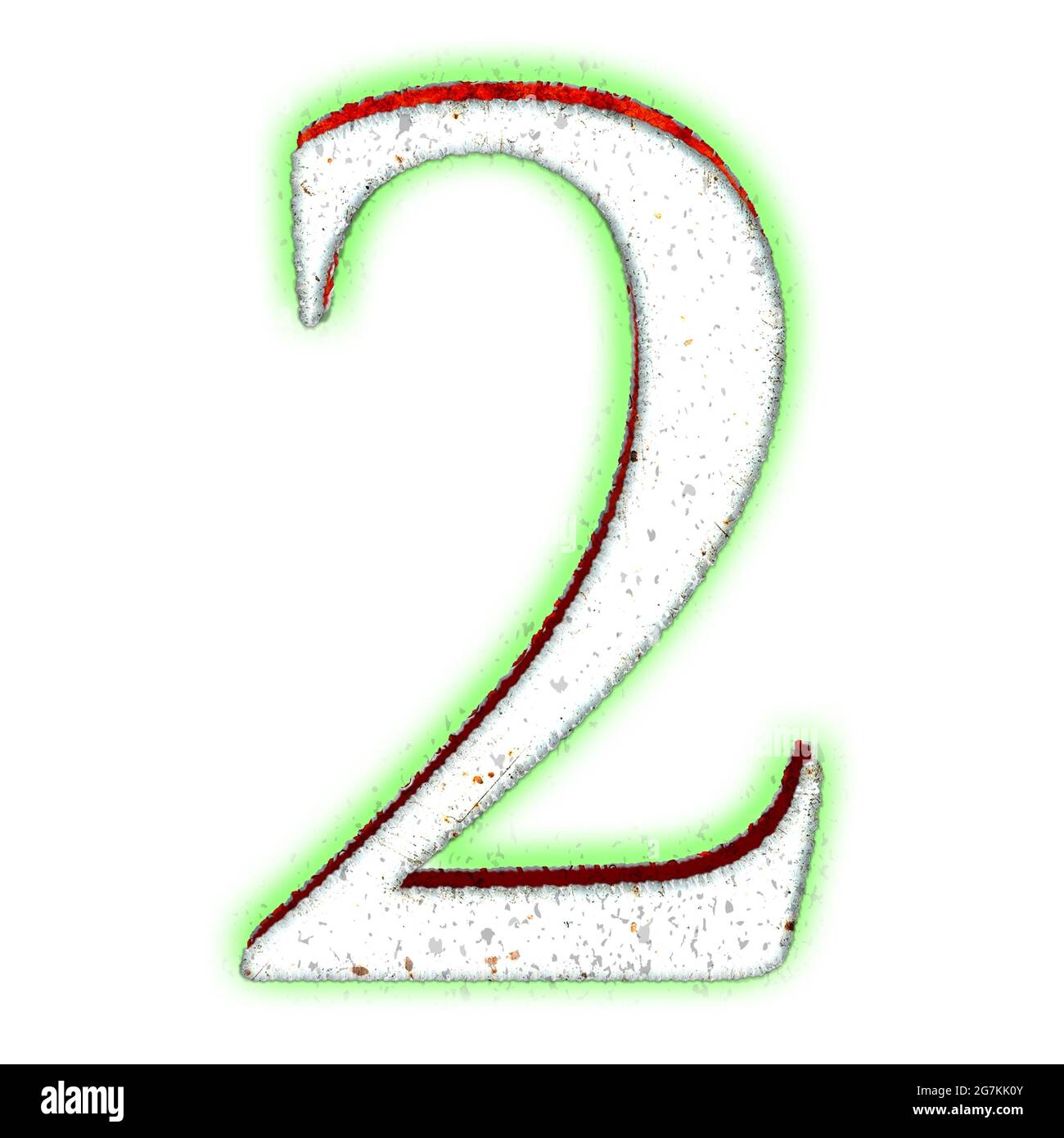 3D rendering of an abstract white number two symbol isolated on a white ...