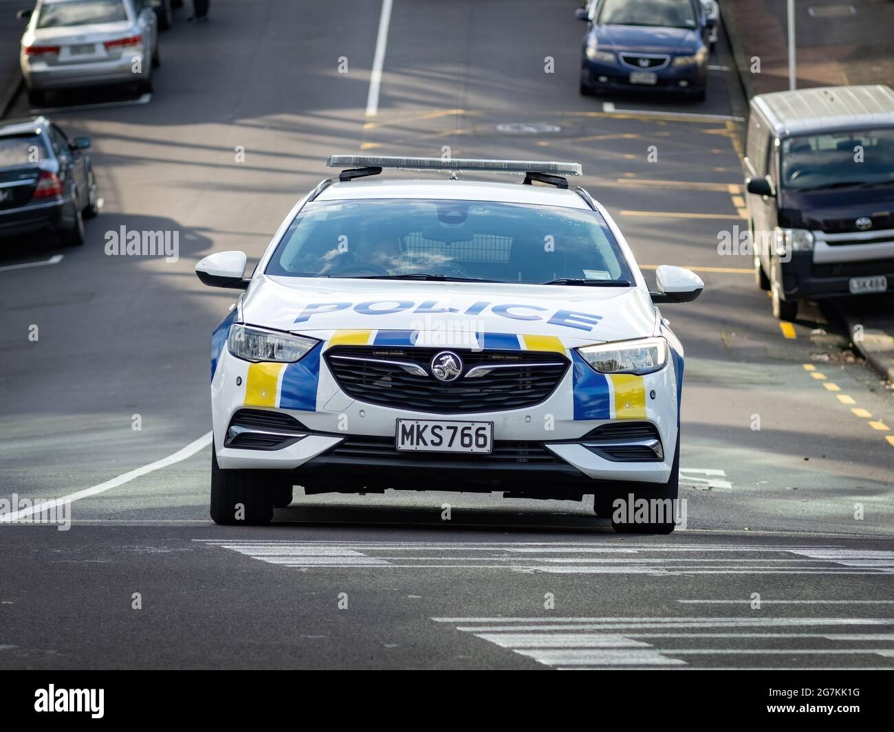 AUCKLAND, NEW ZEALAND - Jun 21, 2021: View of New Zealand Police car ...