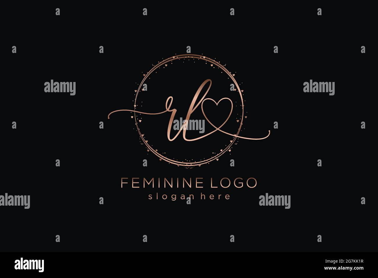 RL handwriting logo with circle template vector logo of initial wedding, fashion, floral and ...