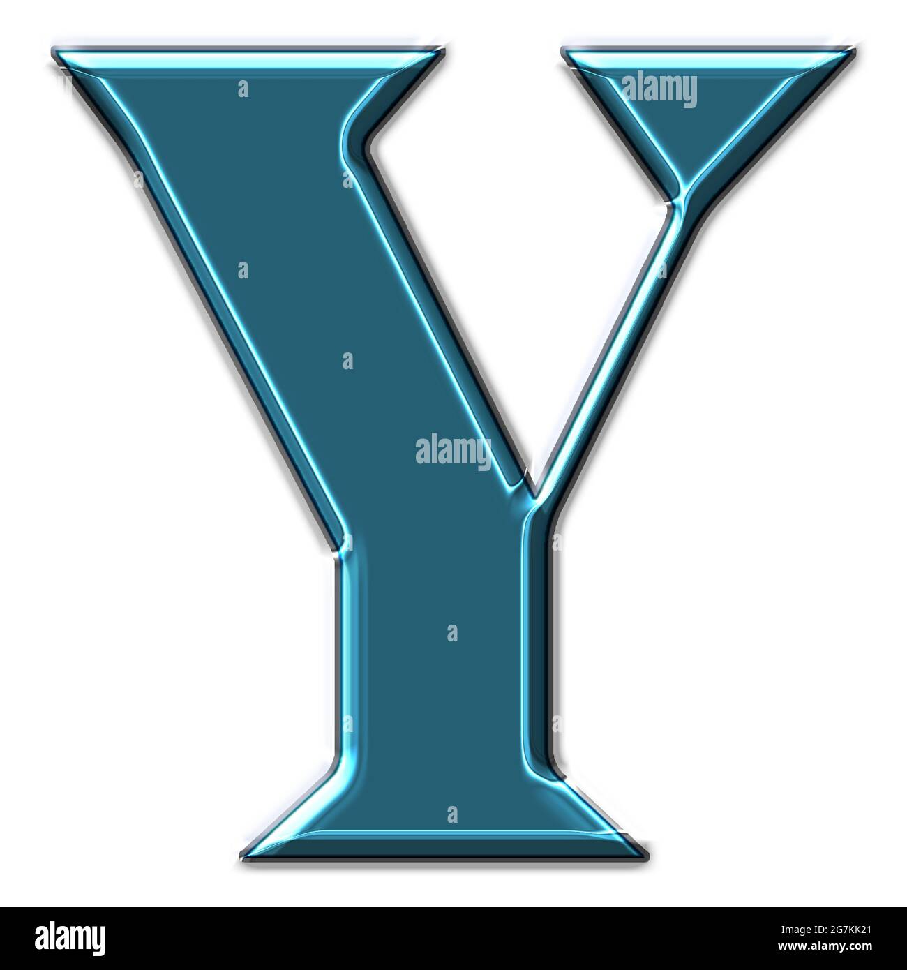3D rendering of a blue alphabet letter Y isolated on a white background ...
