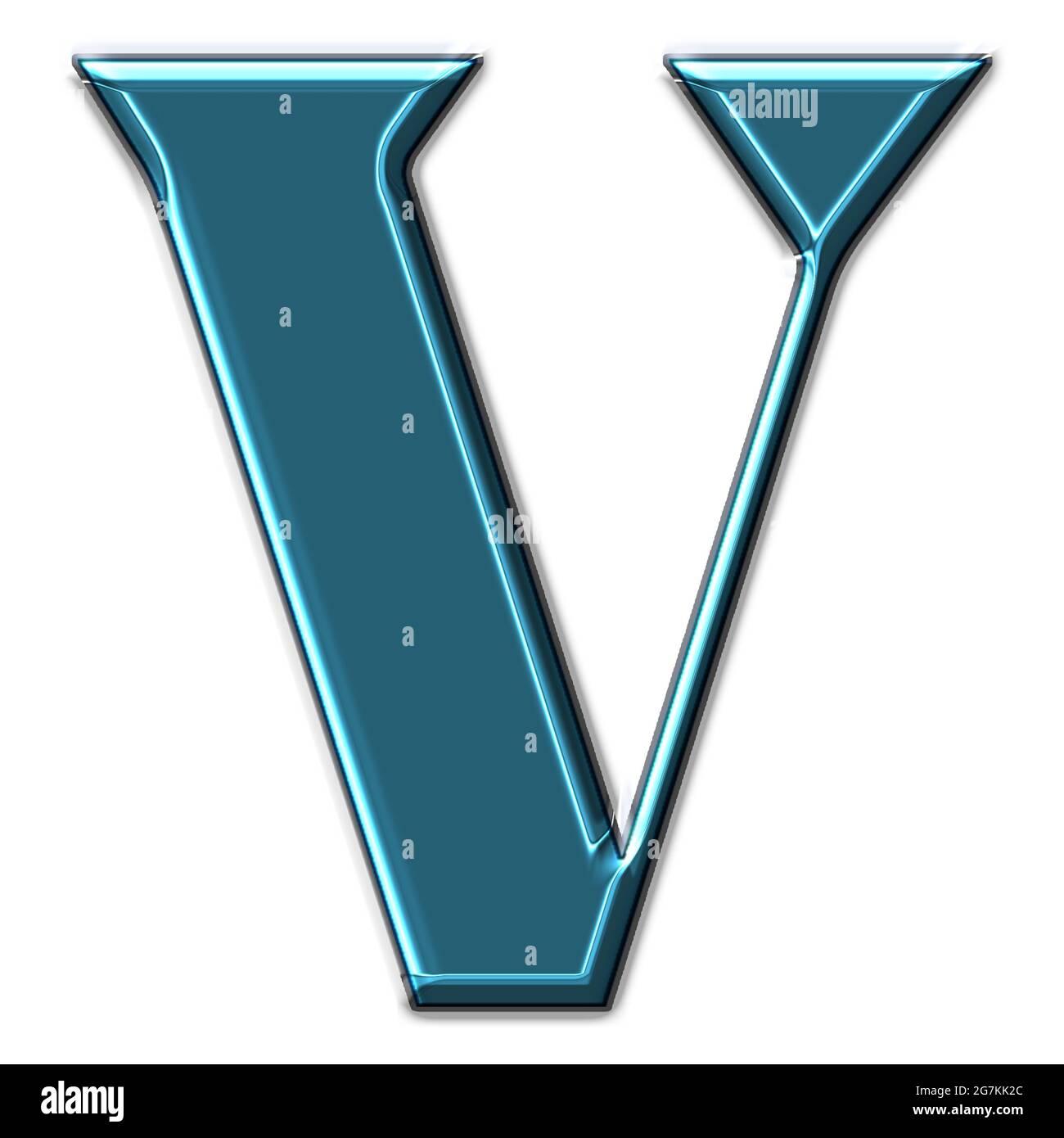3D rendering of a blue alphabet letter V isolated on a white background ...