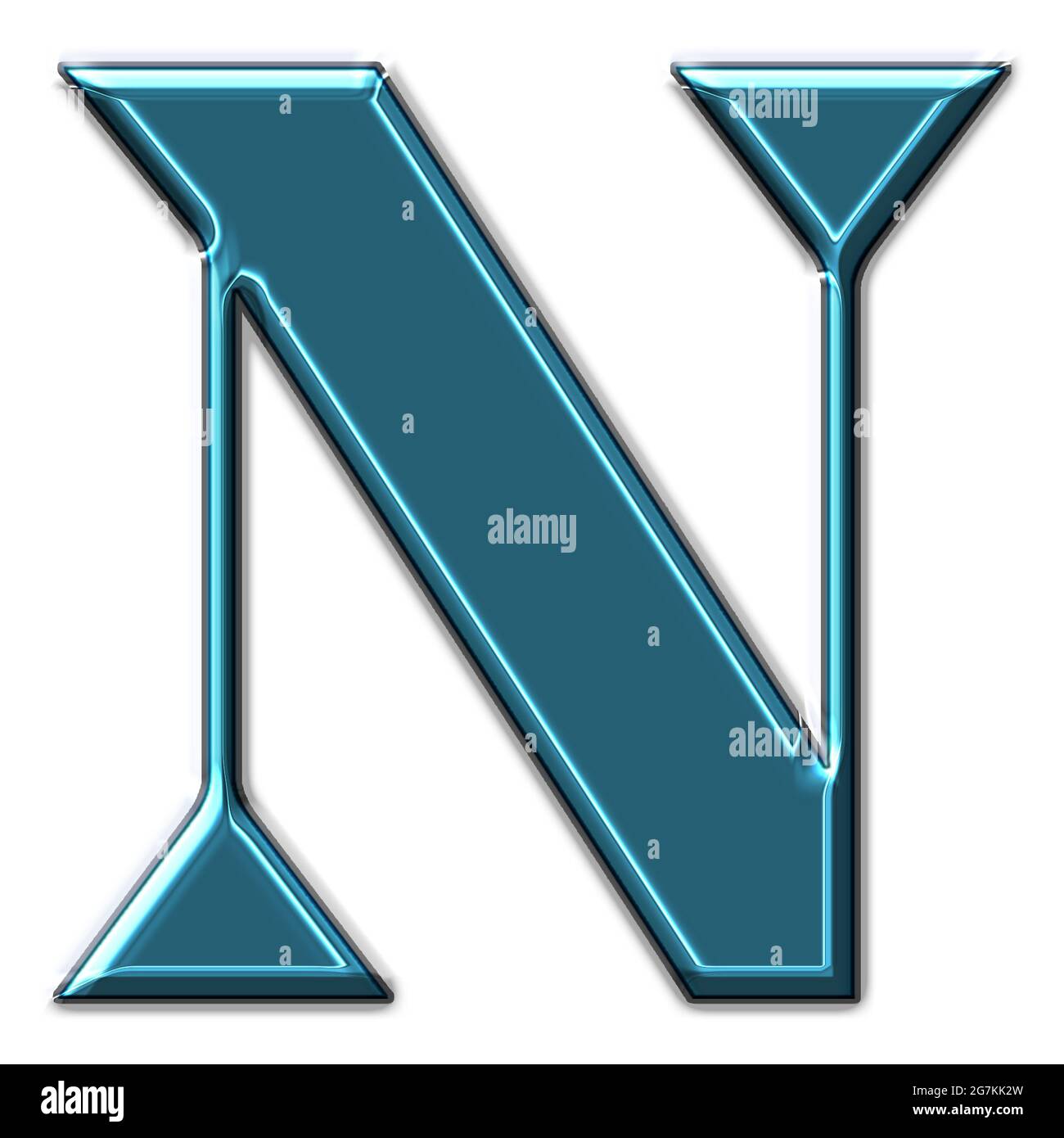 3D rendering of the blue "N" letter isolated on white background Stock ...