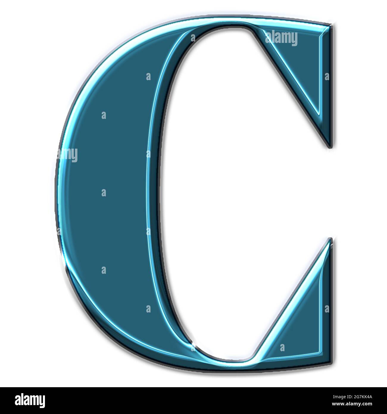 3D rendering of the blue "C" letter isolated on white background Stock ...