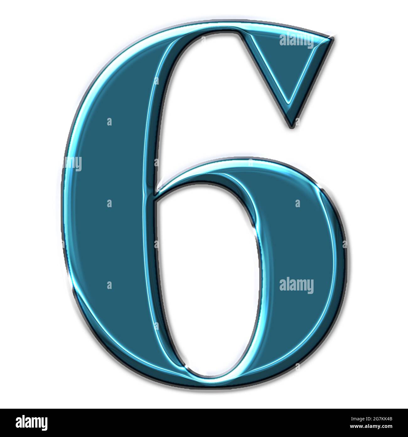 3D rendering of a blue number six symbol isolated on a white background ...