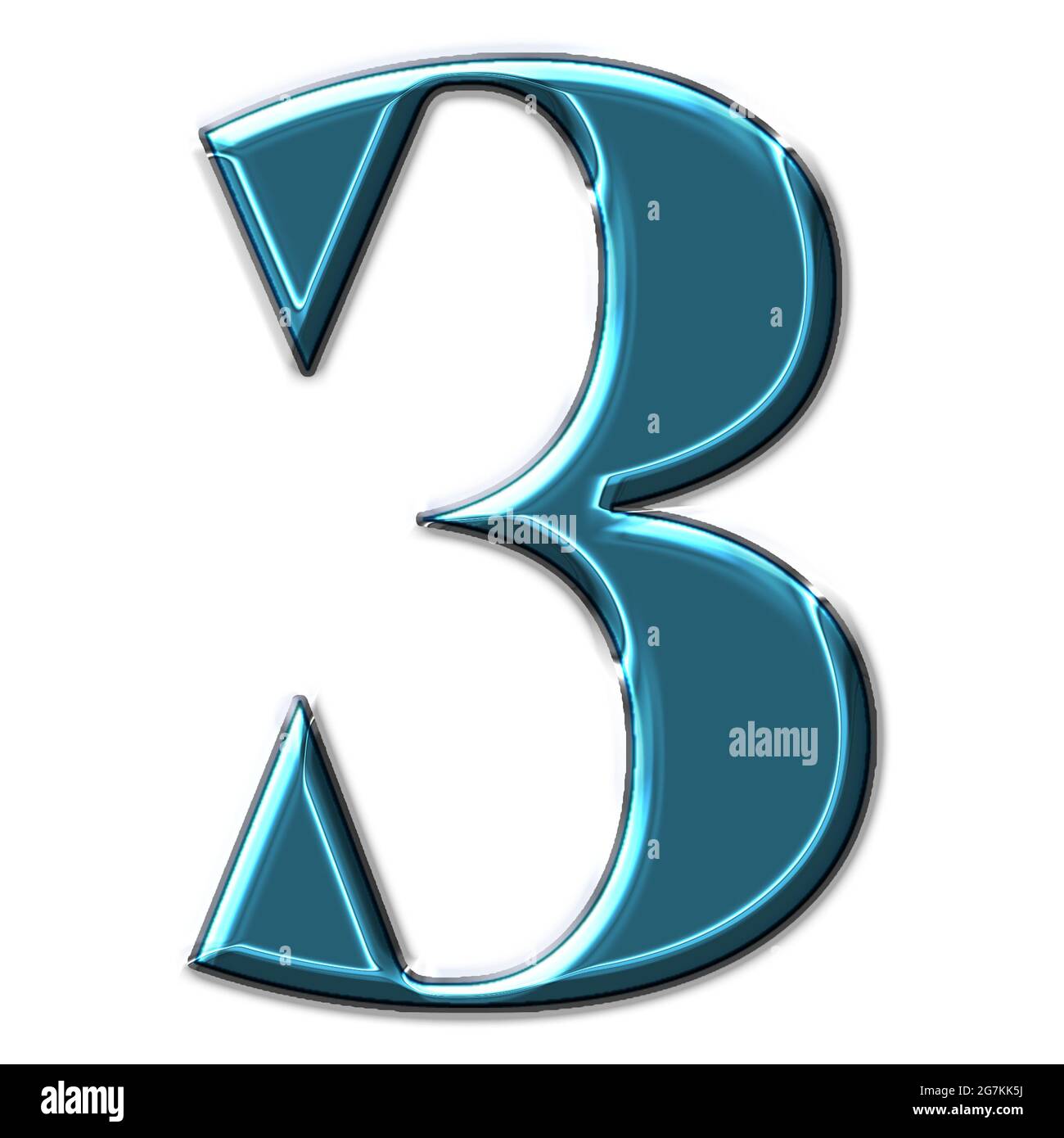 3D rendering of the blue "3" number isolated on white background Stock ...