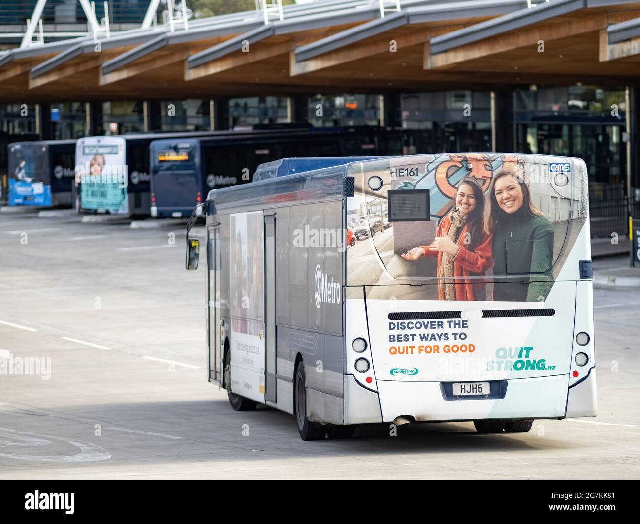 AUCKLAND, NEW ZEALAND - Jun 21, 2021: View of bus at Manukau bus ...