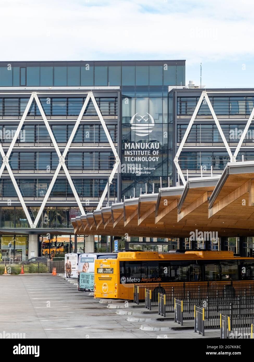 AUCKLAND, NEW ZEALAND - Jun 21, 2021: View of Manukau bus station ...