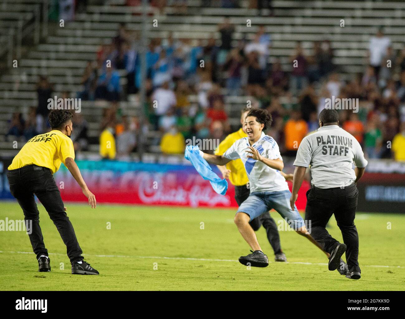 Dallas, Texas, USA. 14th July, 2021. Guatemala fan running onto the ...