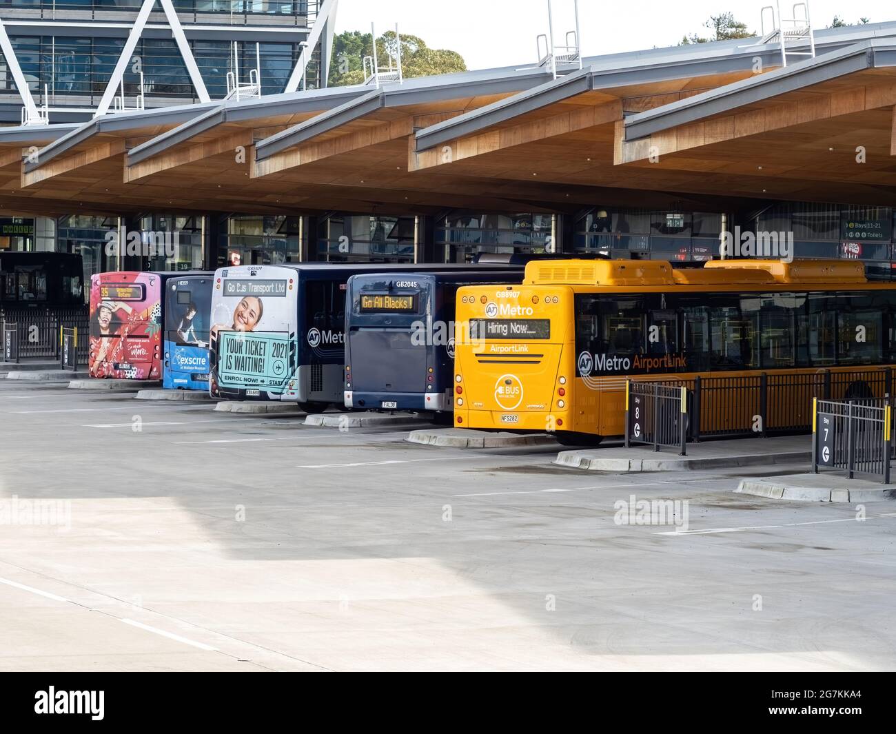 AUCKLAND, NEW ZEALAND - Jun 21, 2021: View of Manukau bus station ...