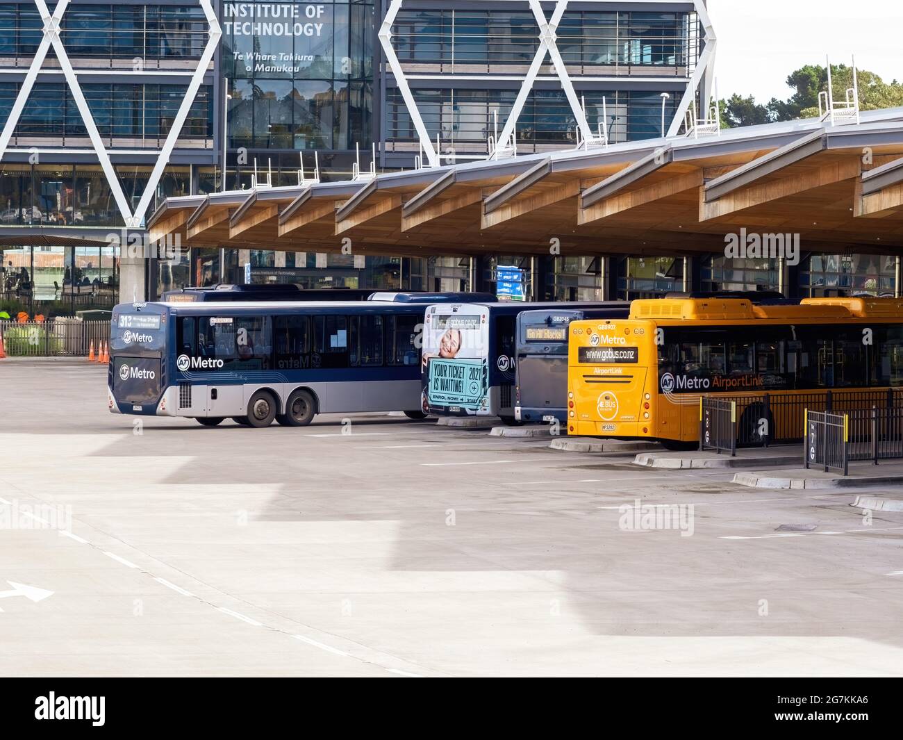 AUCKLAND, NEW ZEALAND - Jun 24, 2021: View of Manukau bus station ...