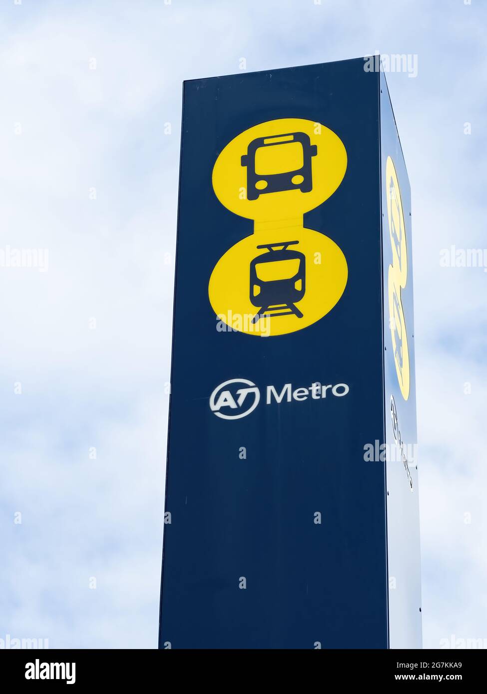 AUCKLAND, NEW ZEALAND - Jun 24, 2021: View of Manukau bus station sign ...