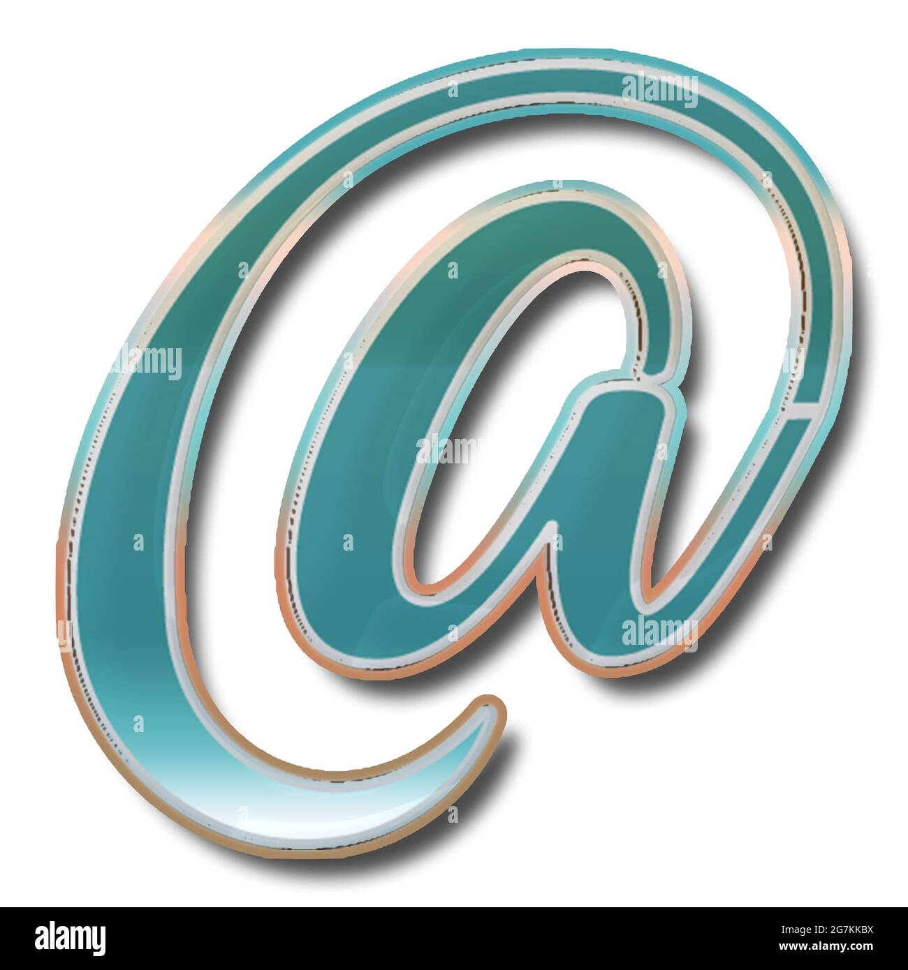 3D rendering of the wavy blue At sign isolated on white background ...