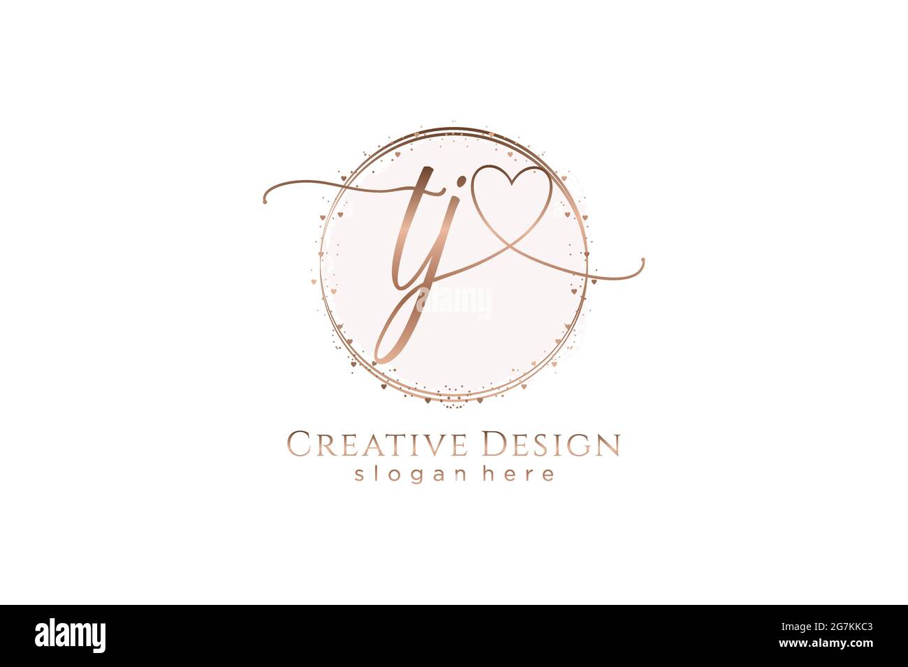 TJ handwriting logo with circle template vector logo of initial wedding ...