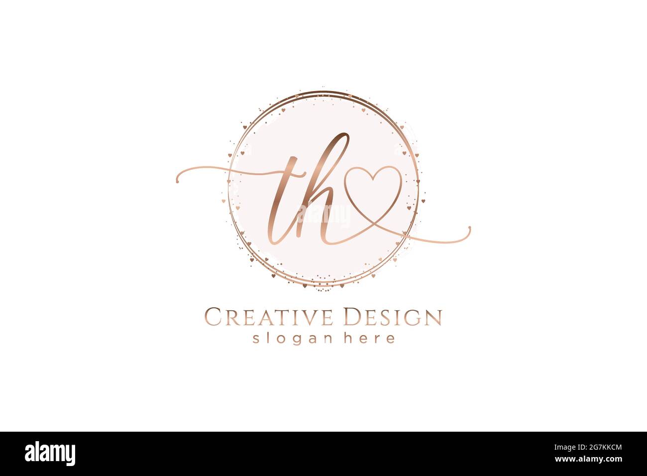 TH handwriting logo with circle template vector logo of initial wedding ...