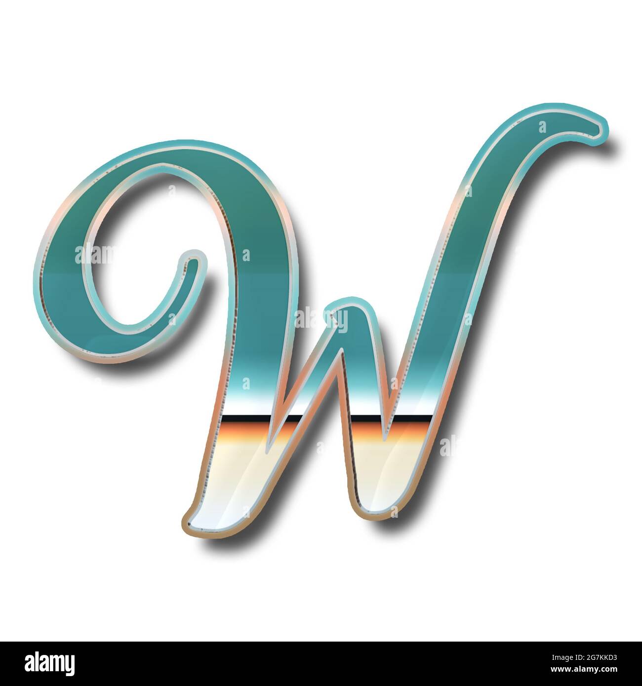 3D rendering of beach themed alphabet letter W isolated on a white ...