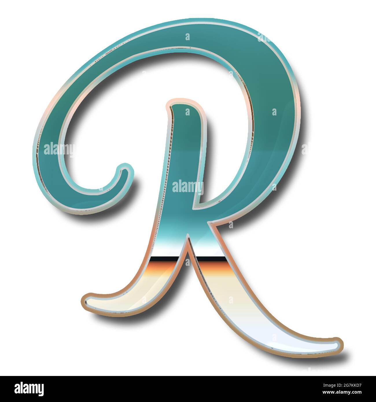 3D rendering of the wavy blue "R" letter isolated on white background ...