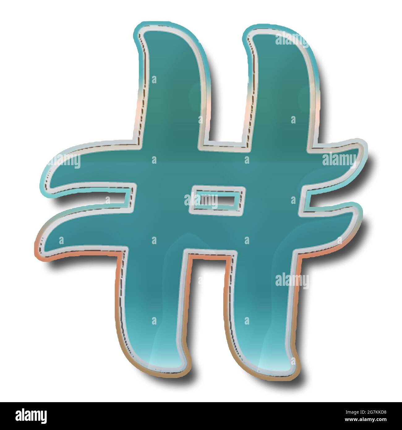 3D rendering of the wavy blue hash sign isolated on white background ...