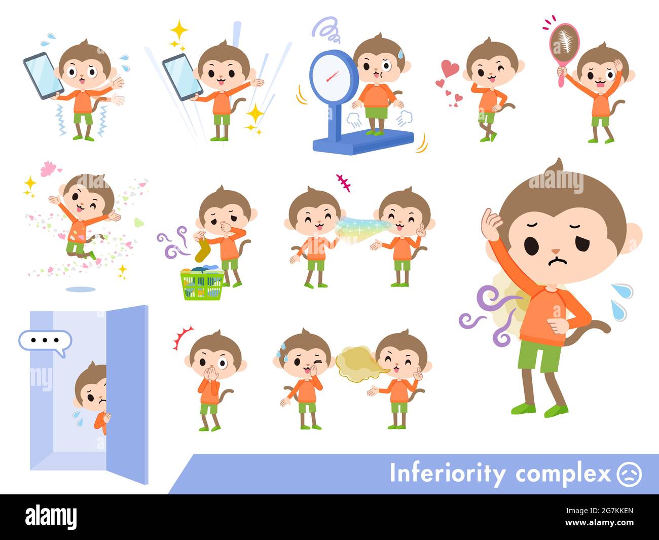 A set of monkey boy on inferiority complex.It's vector art so it's easy ...