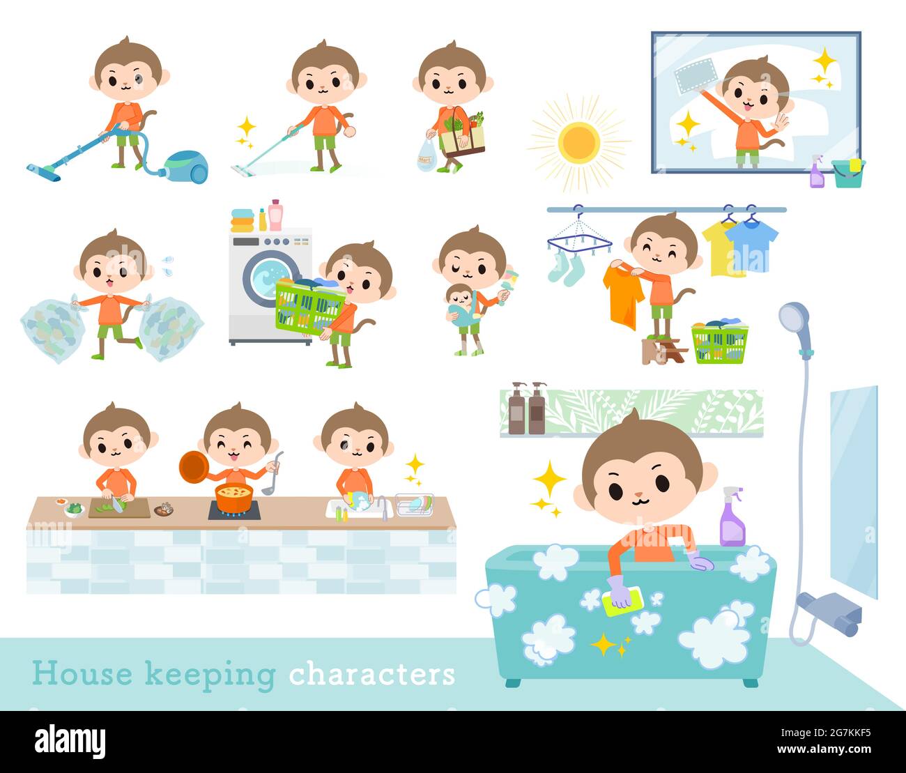 Monkey Cleaning Stock Vector Images - Alamy