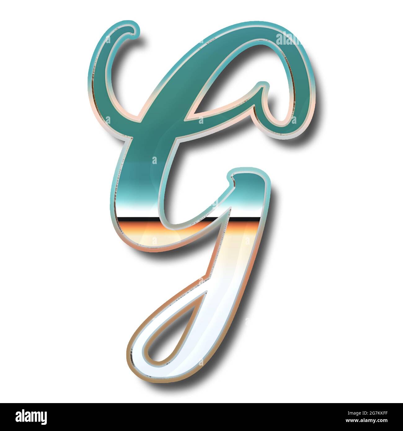 3D rendering of the wavy blue "G" letter isolated on white background ...