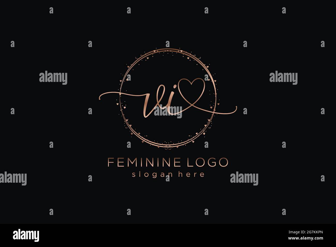 VI handwriting logo with circle template vector logo of initial wedding ...