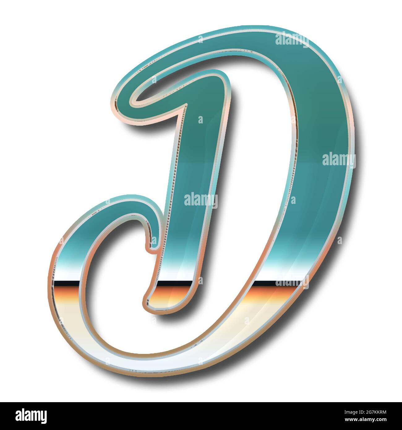 3D rendering of the wavy blue "D" letter isolated on white background ...