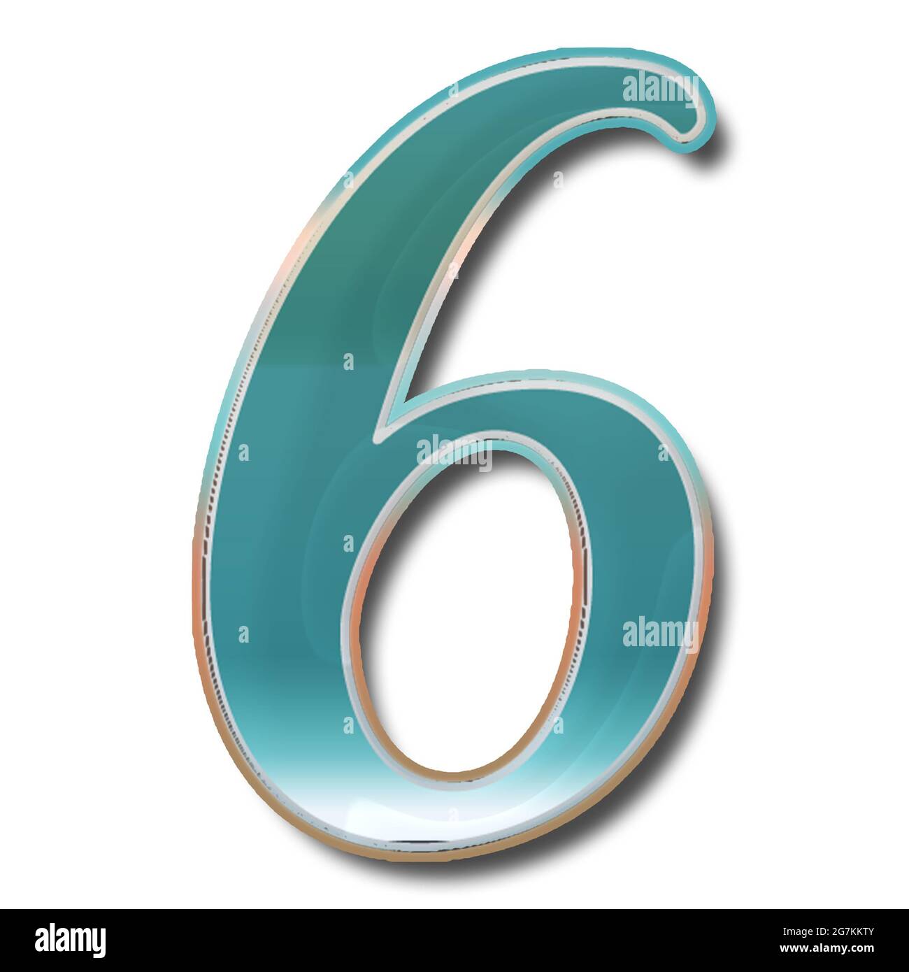3D rendering of beach themed number six symbol isolated on a white ...