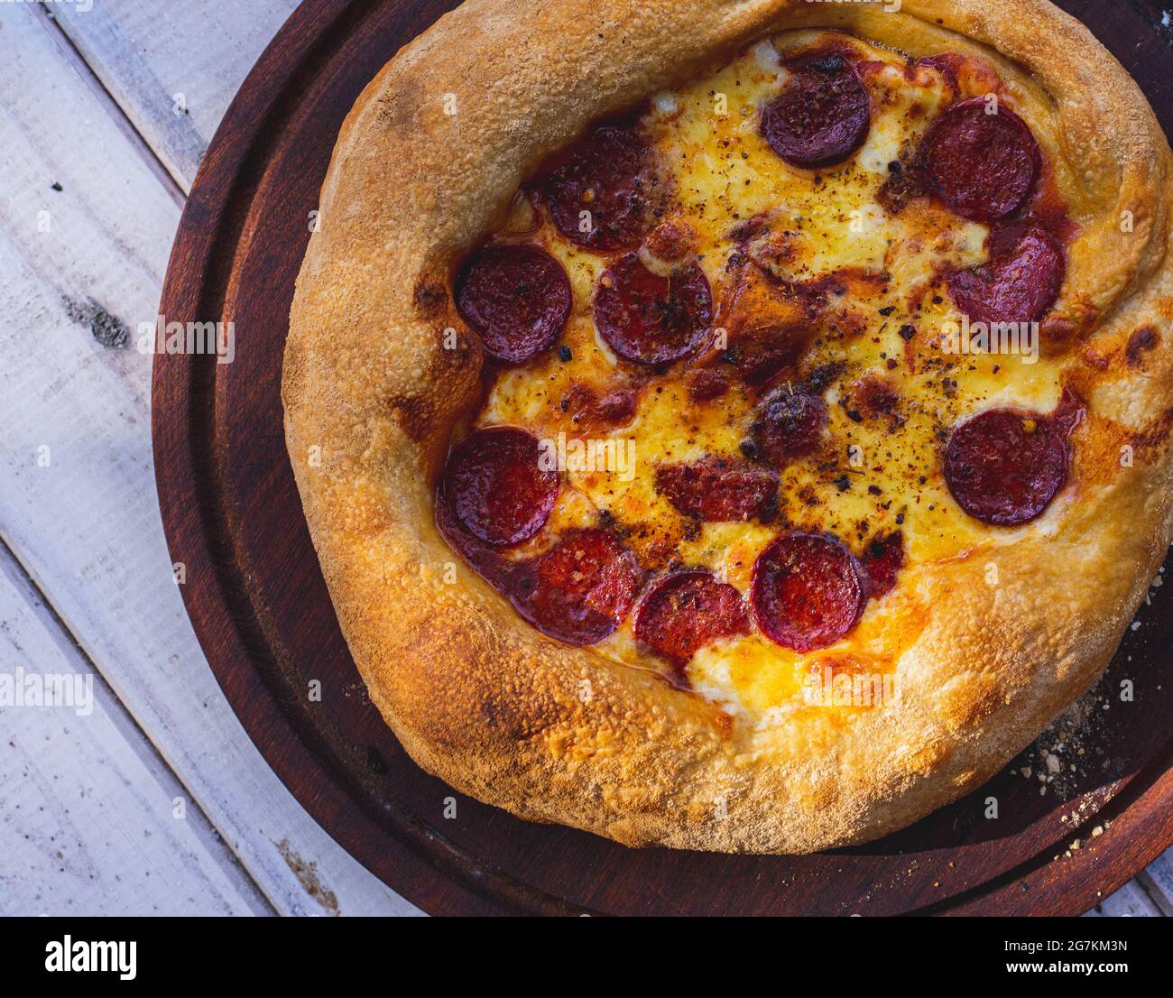 Overhead Shot Pepperoni Pizza High Resolution Stock Photography and ...