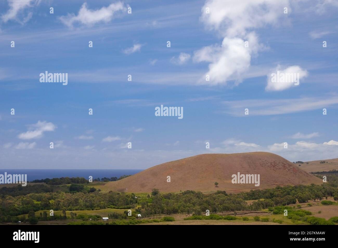 Volcanic cone in Easter Island landscape, South Pacific, Chile Stock ...