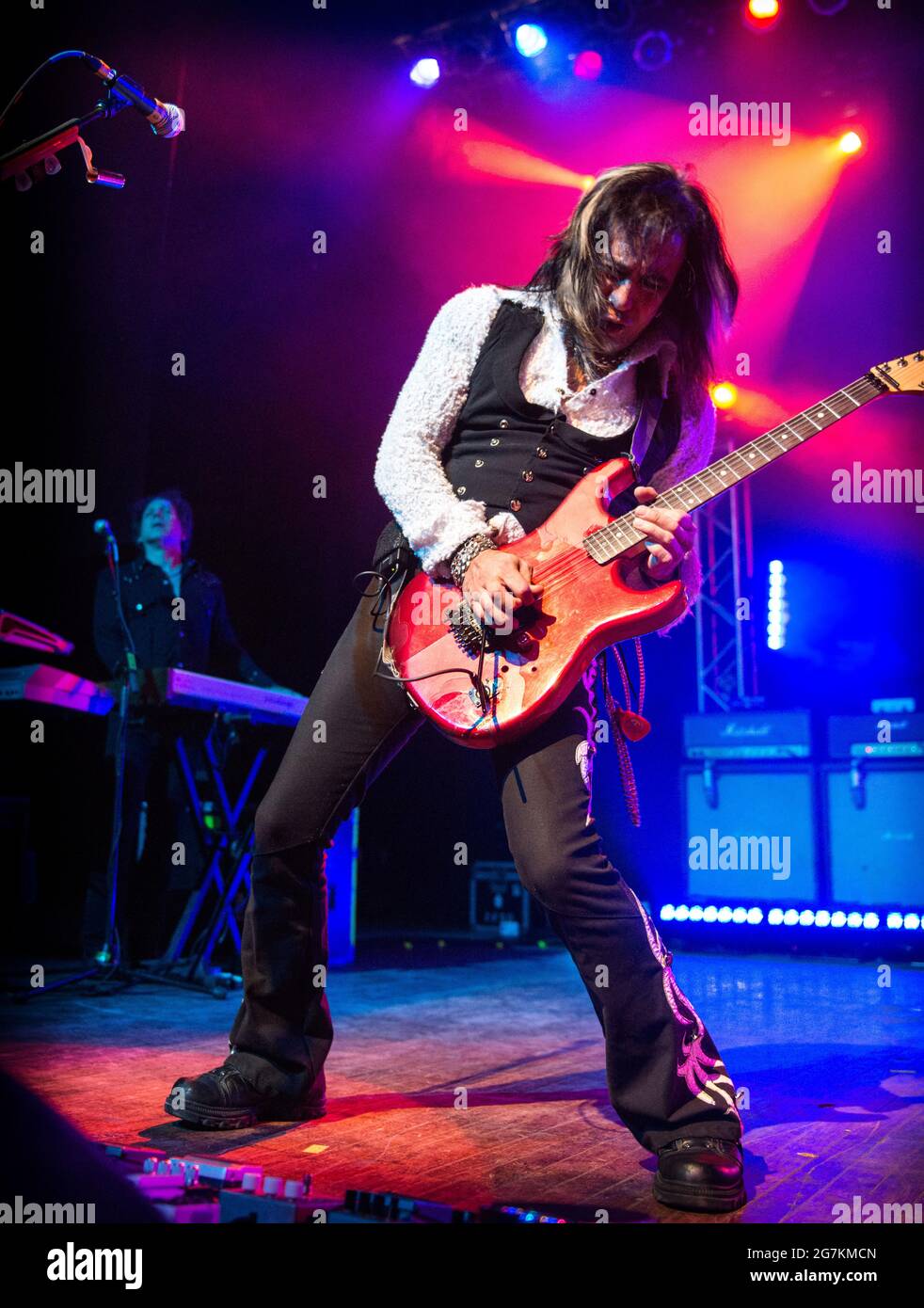 Guitarist Jeff LaBar of the hair metal band Cinderella playing live at ...