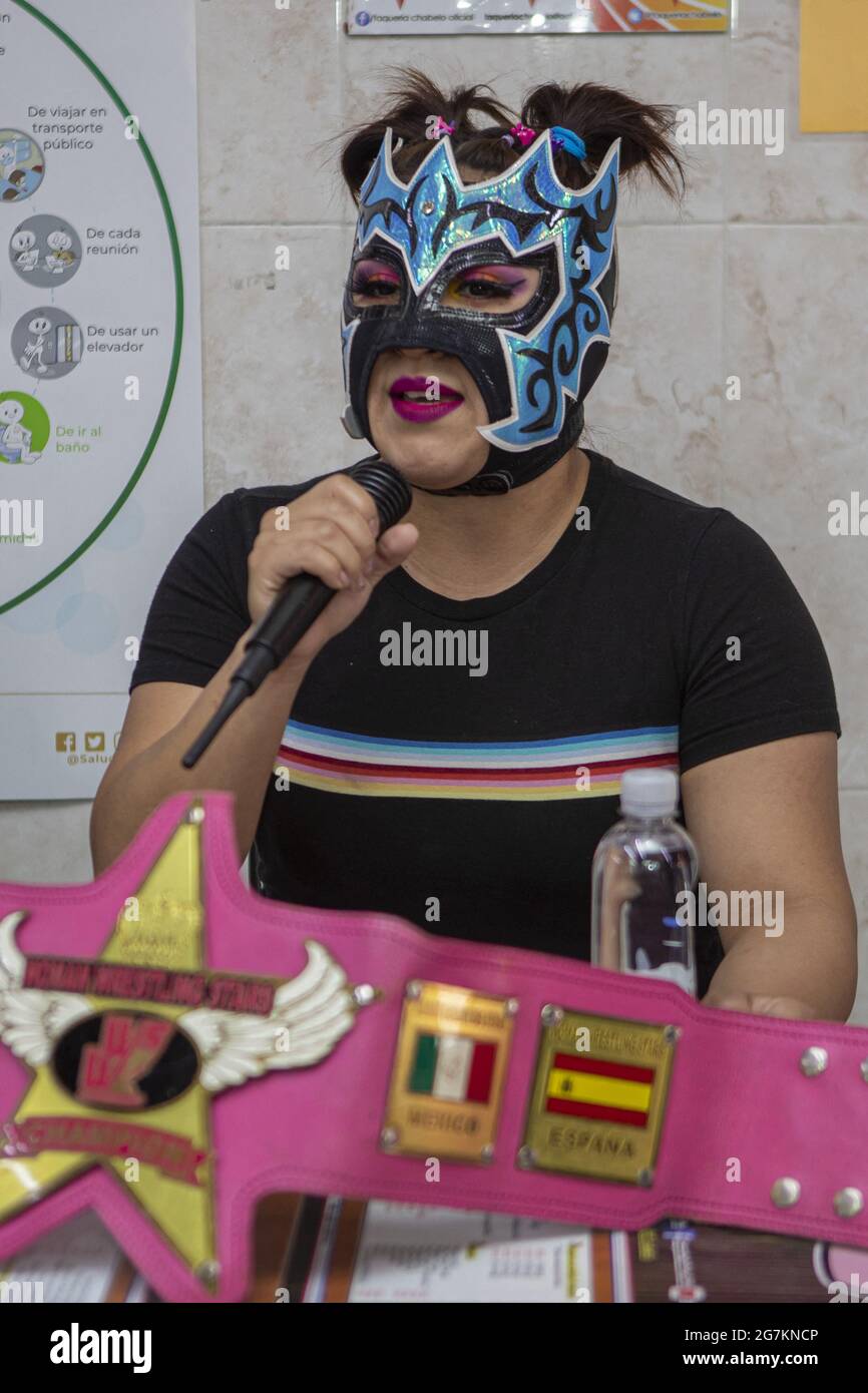 Mexico City, Mexico, 14th July 2021. Wrestler Hera Starfire during a ...